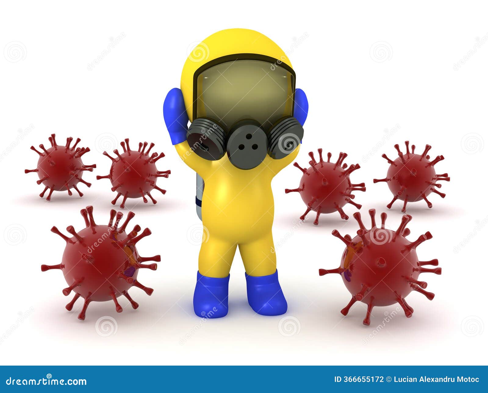 Man In Hazmat Suit As Personal Protective Equipment With Impermeable ...