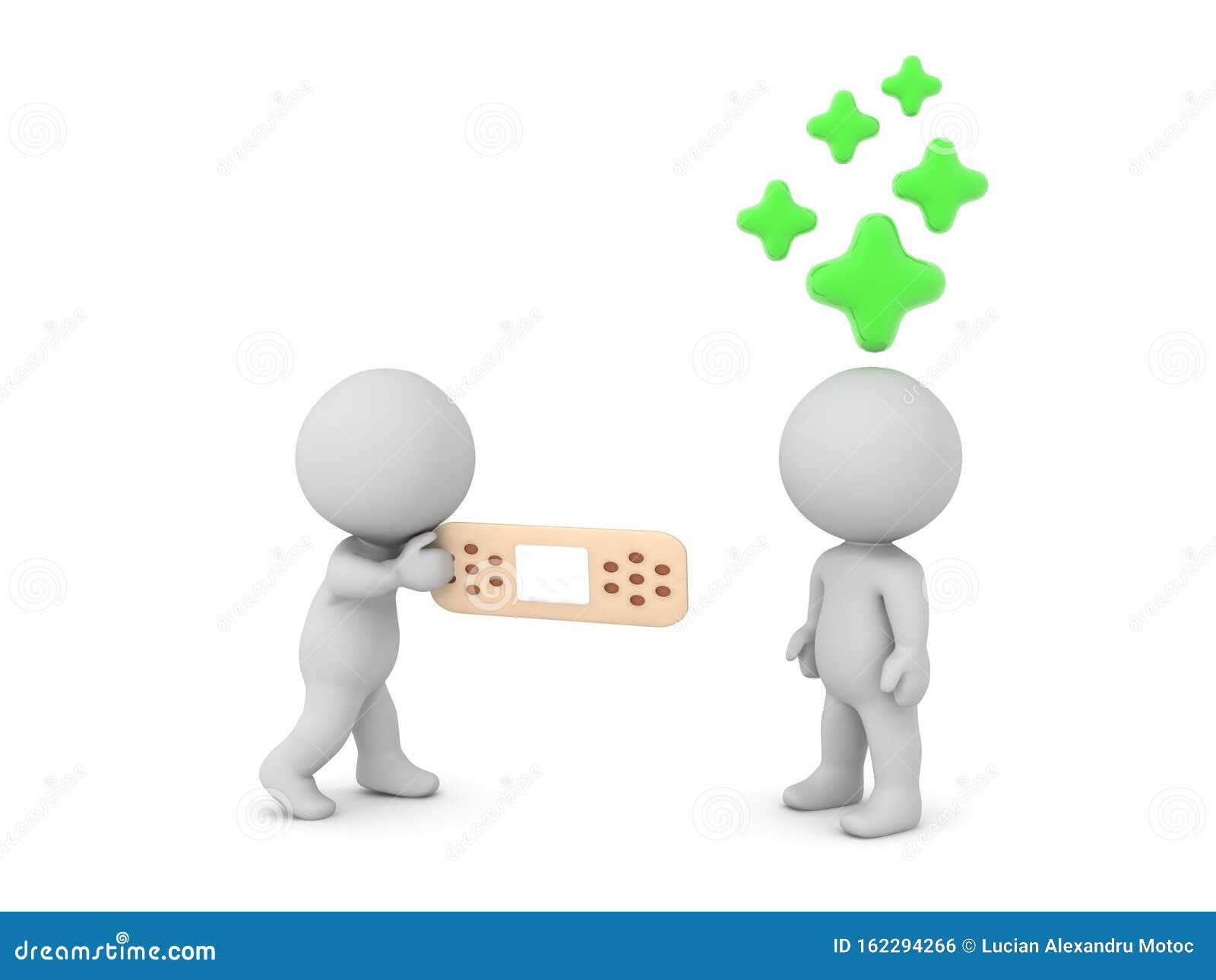 3D Character Healing Another One with Band Aid Stock Illustration ...