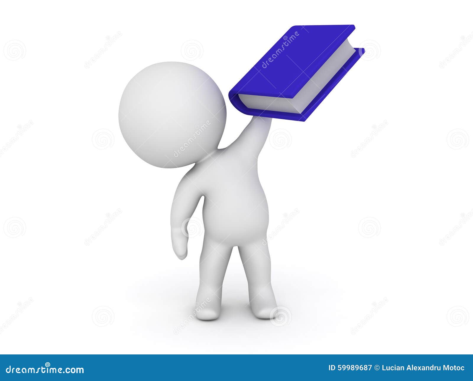 3D Character Holding Book stock illustration. Illustration of blue ...