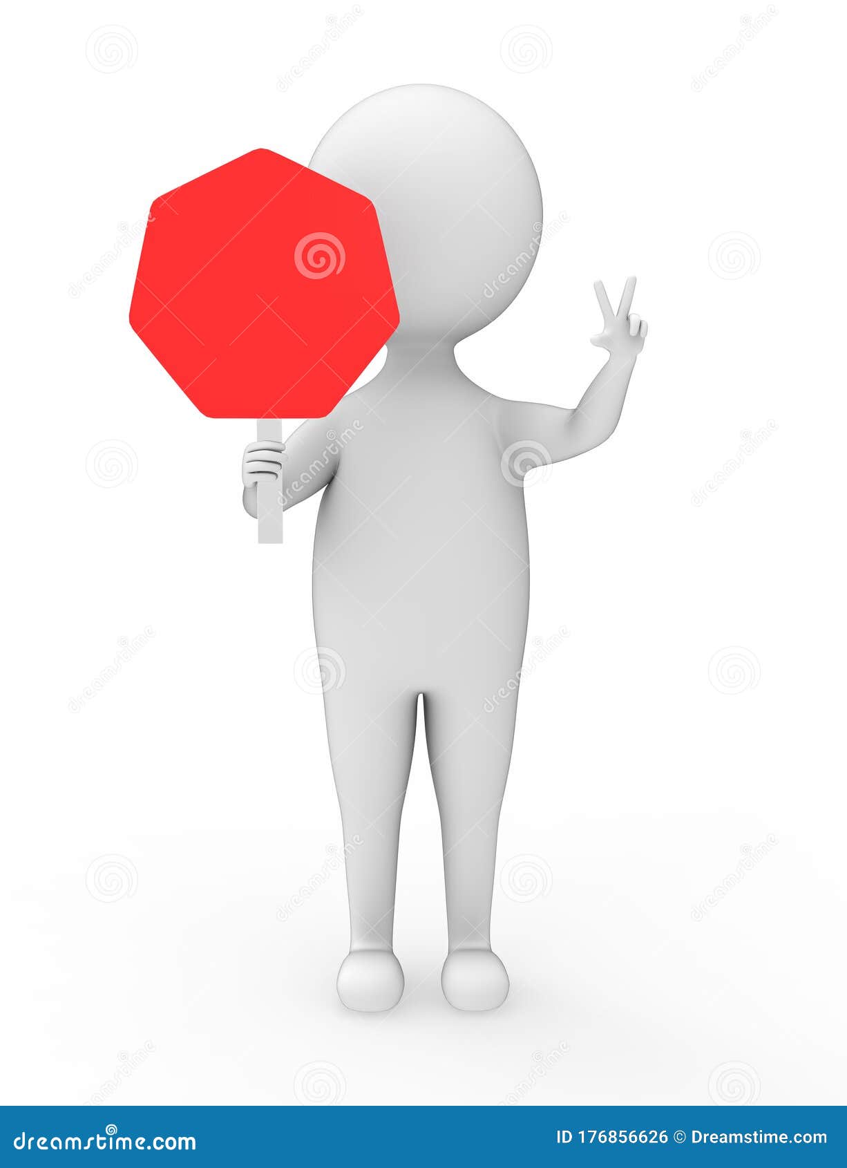 3d Character Holding A Empty Red Sign Board Stock Photography ...