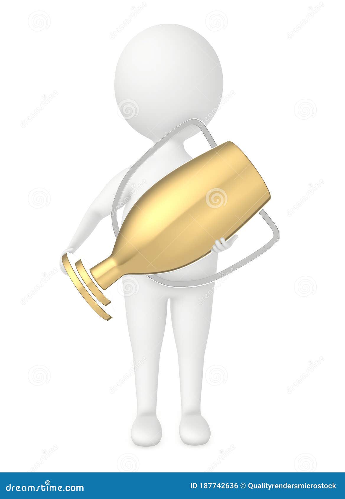 3d Character Holding a Golden Trophy Stock Illustration - Illustration ...