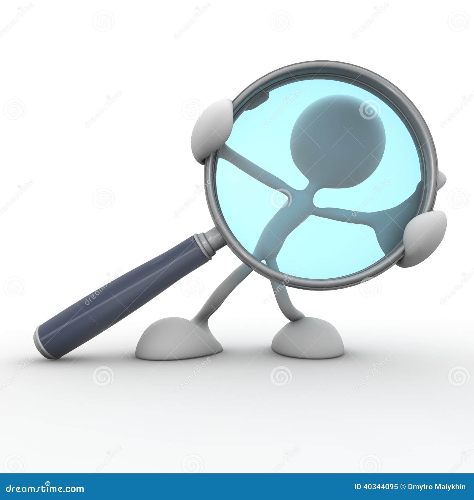 3d Character Holding a Magnifying Glass Stock Illustration ...
