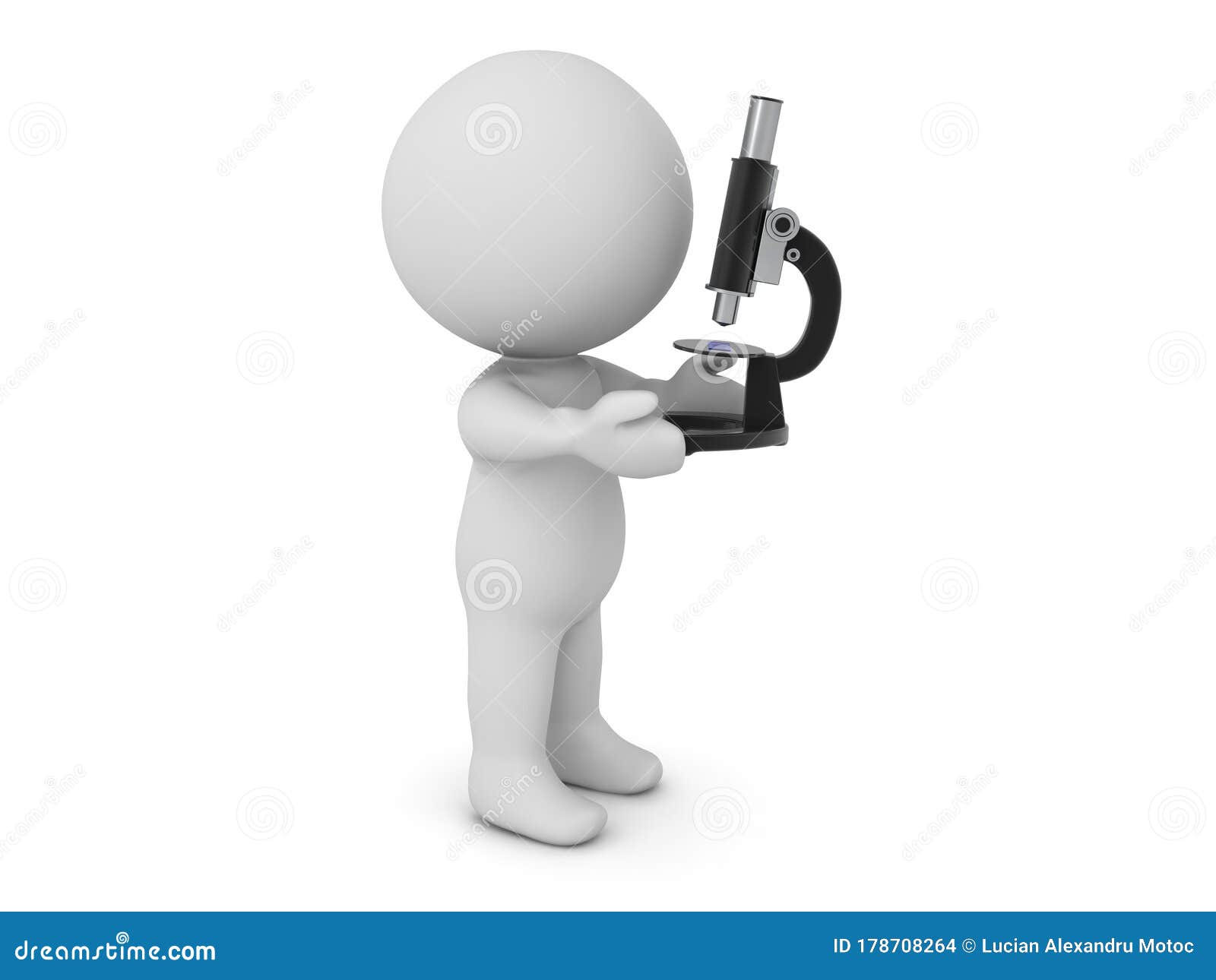 3D Character Holding Microscope Stock Illustration - Illustration of ...