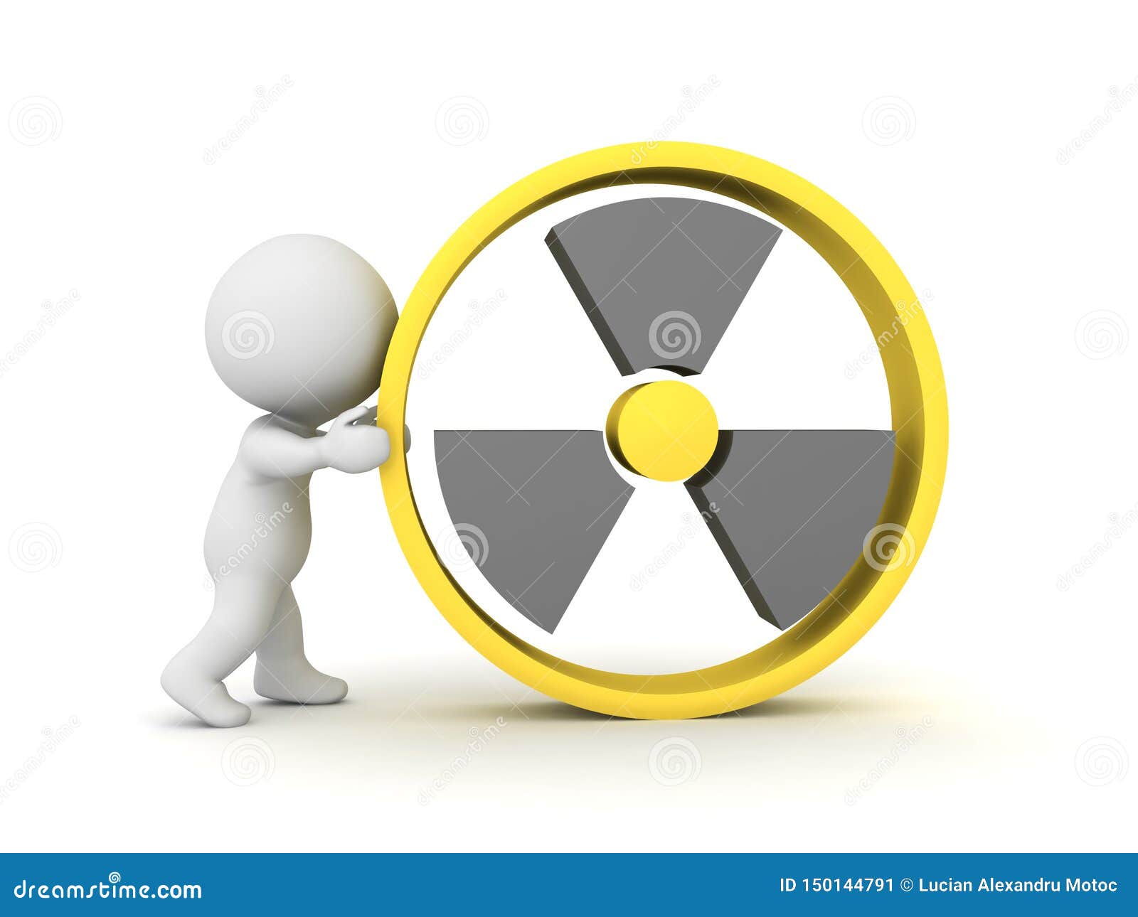 3D Character Holding Nuclear Power Sign Stock Illustration ...