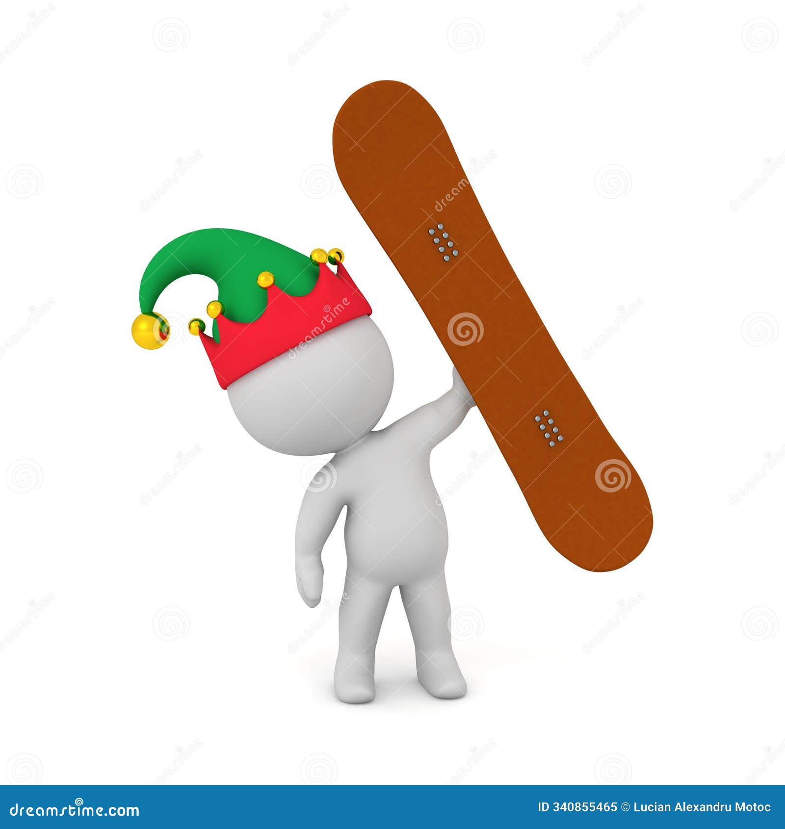 3D Character Holding a Snowboard Stock Illustration - Illustration of ...