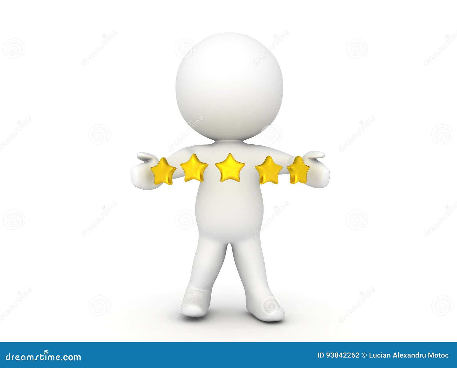 3D Character Holding Stars between His Hands Stock Illustration ...