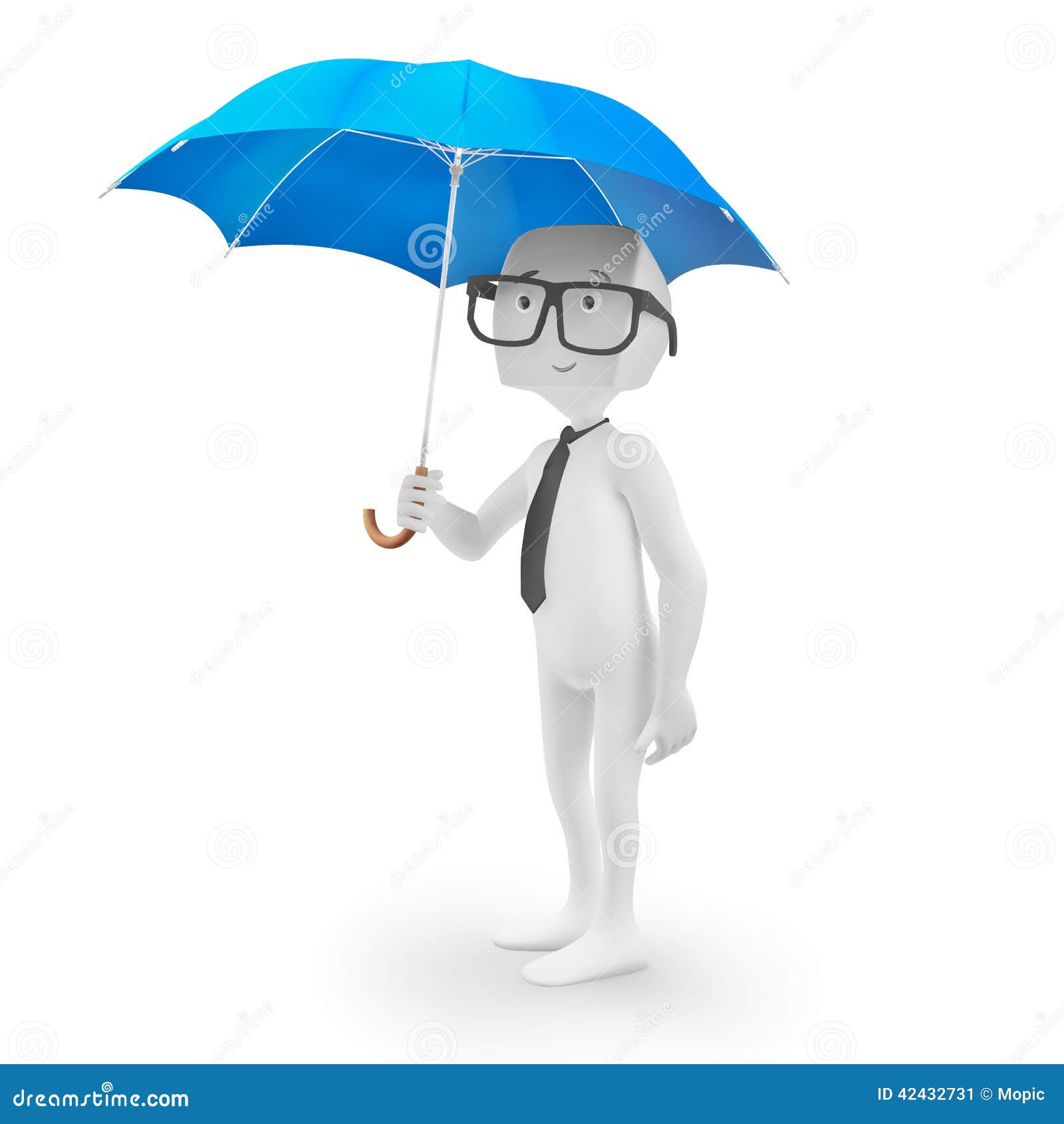 3D Character Holding an Umbrella Stock Illustration - Illustration of ...