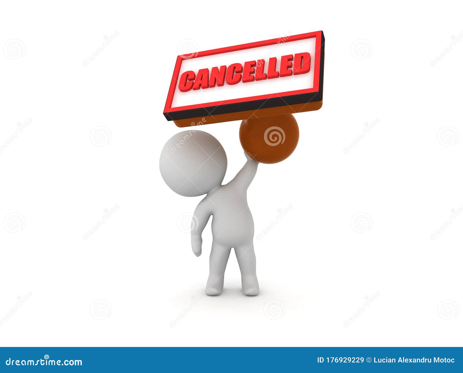 3D Character Holding Up Canceled Stamp Stock Illustration ...