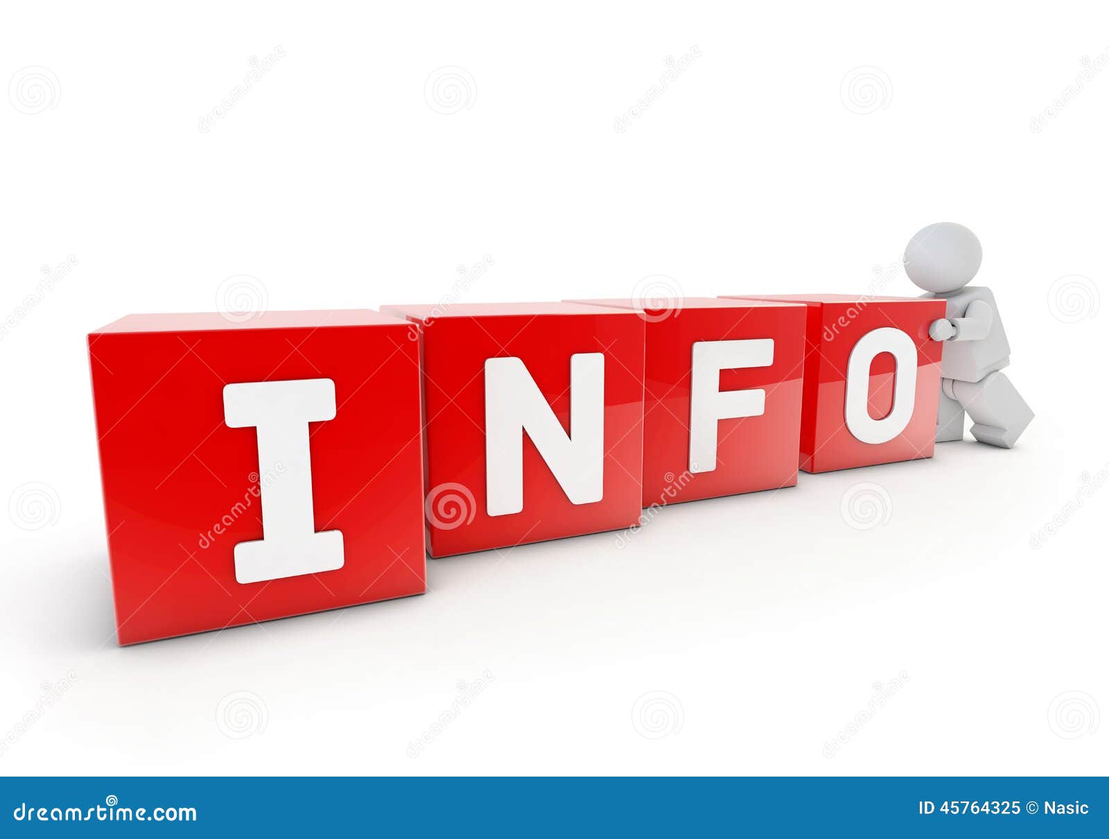 3d Character with Info Text Stock Illustration - Illustration of help ...