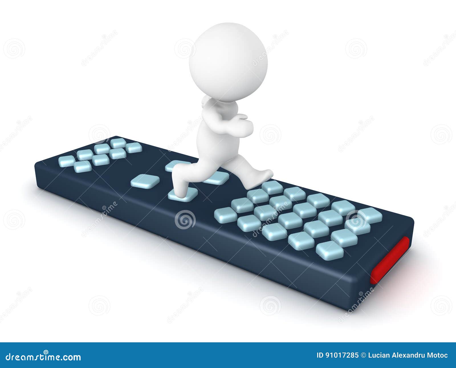 3D Character Jumping on Giant Remote Control Stock Illustration ...