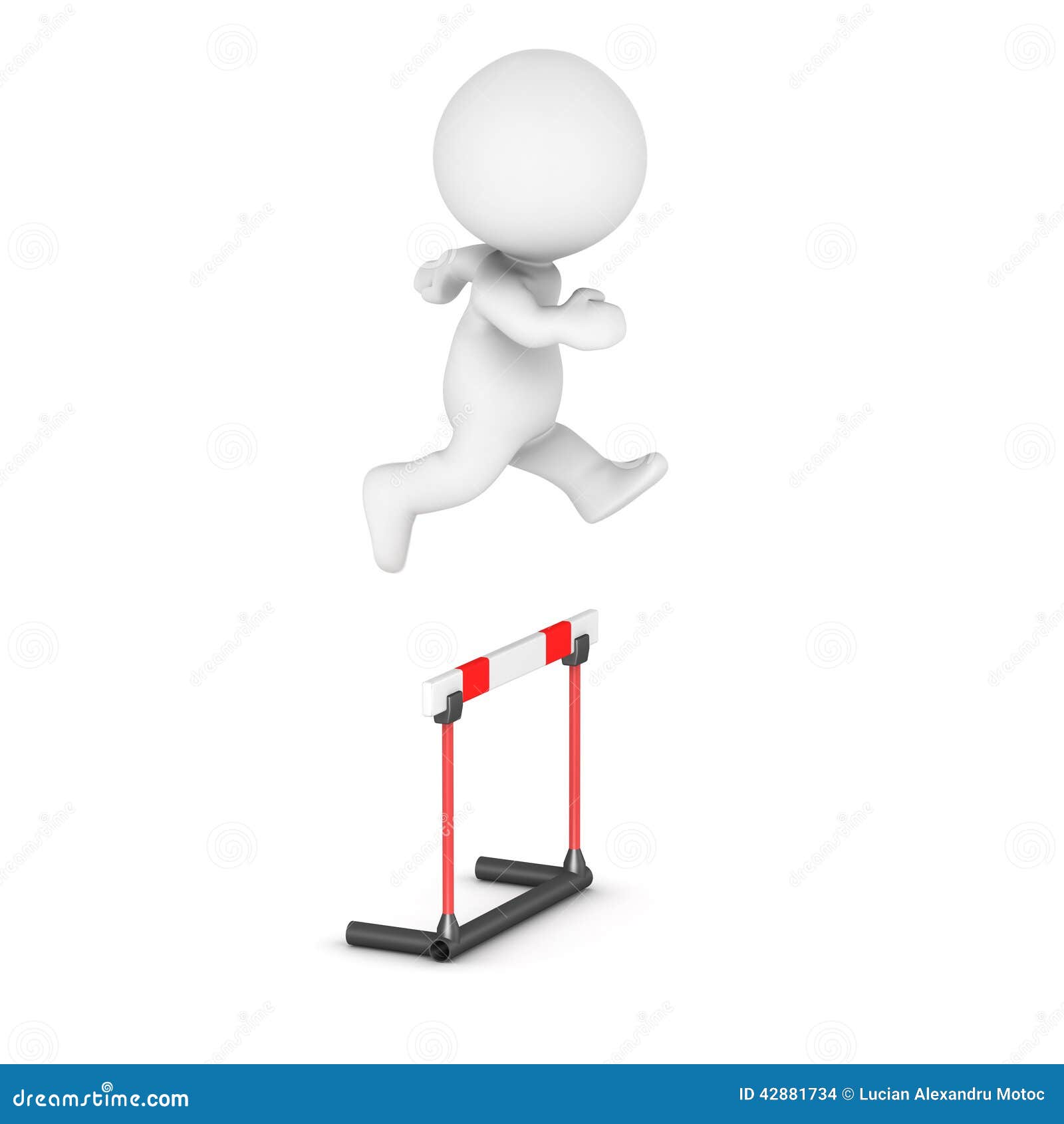 3D Character Jumps Over Obstacle Hurdle Stock Illustration ...