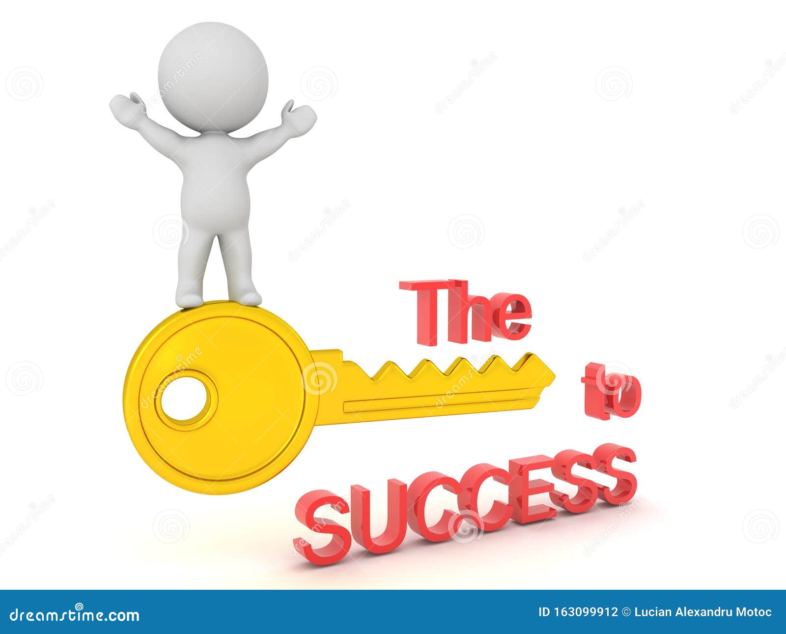 3D Character in Key To Success Concept Image Stock Illustration ...
