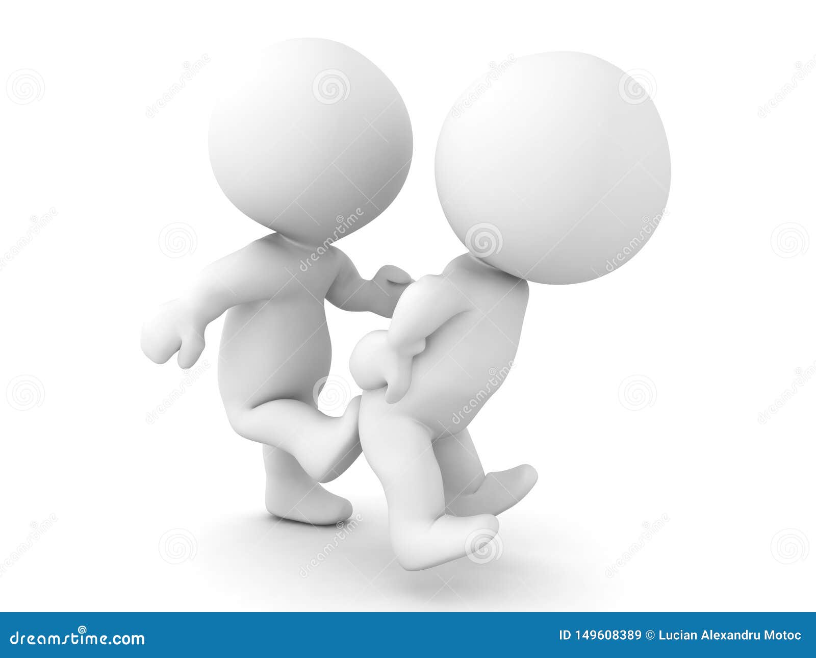 3D Character Kicking In The Butt Another Character Royalty-Free Stock ...