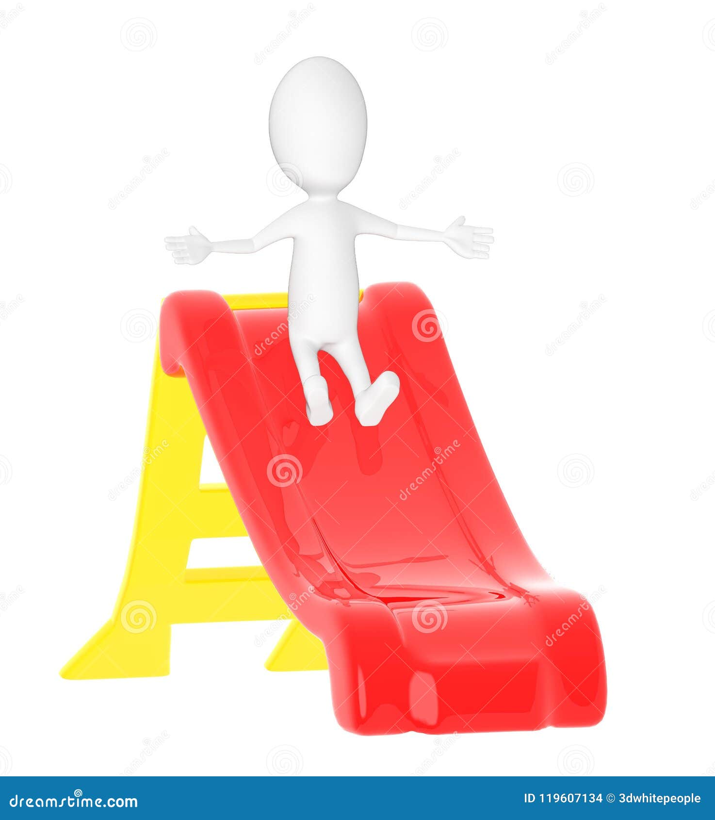 3d Character , Kid Playing Over a Slide Stock Illustration ...