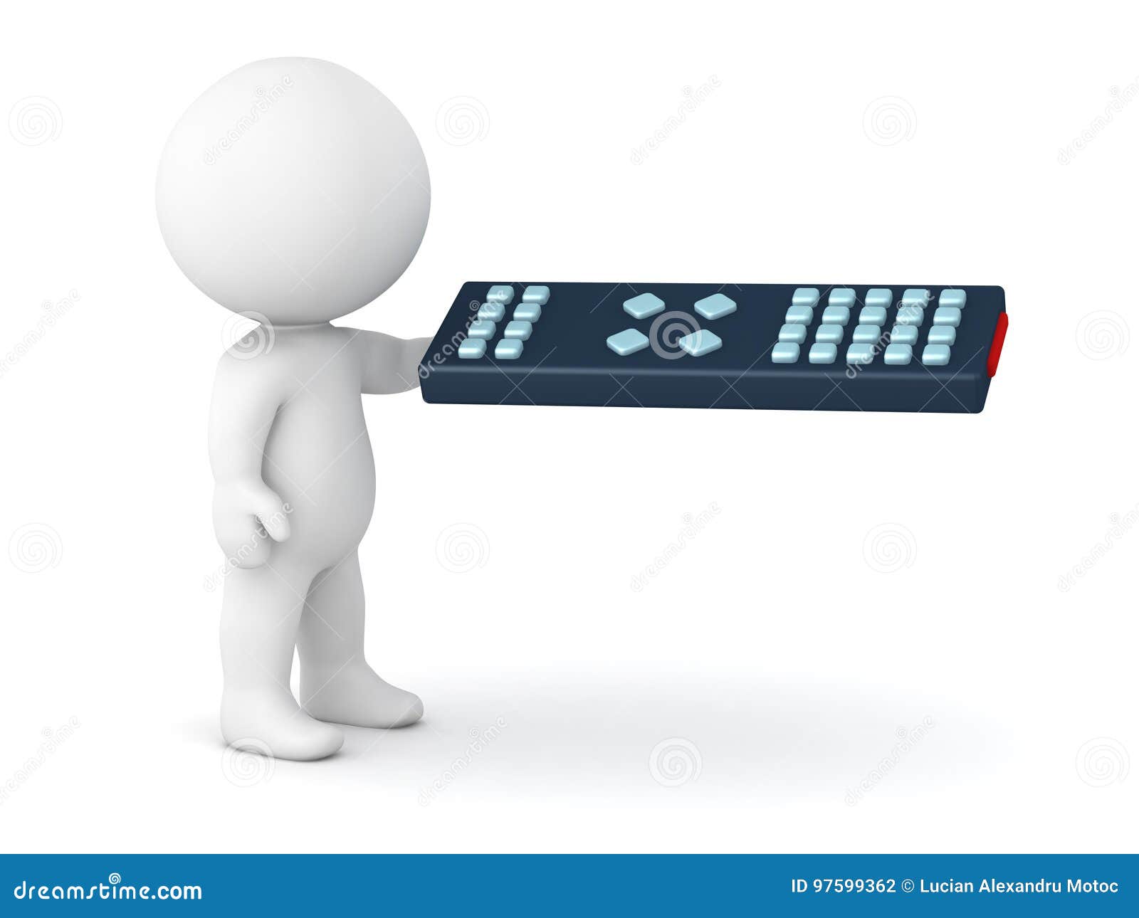 3D Character with Large Remote Control Stock Illustration ...