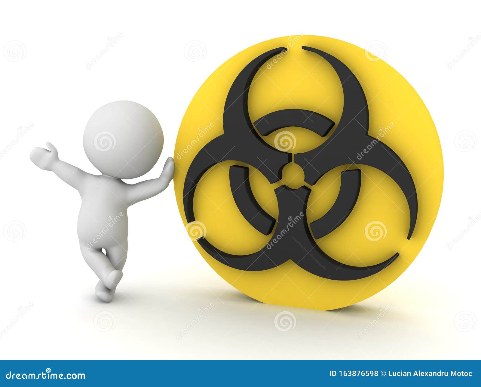 3D Character Leaning On Biohazard Logo Stock Photography ...