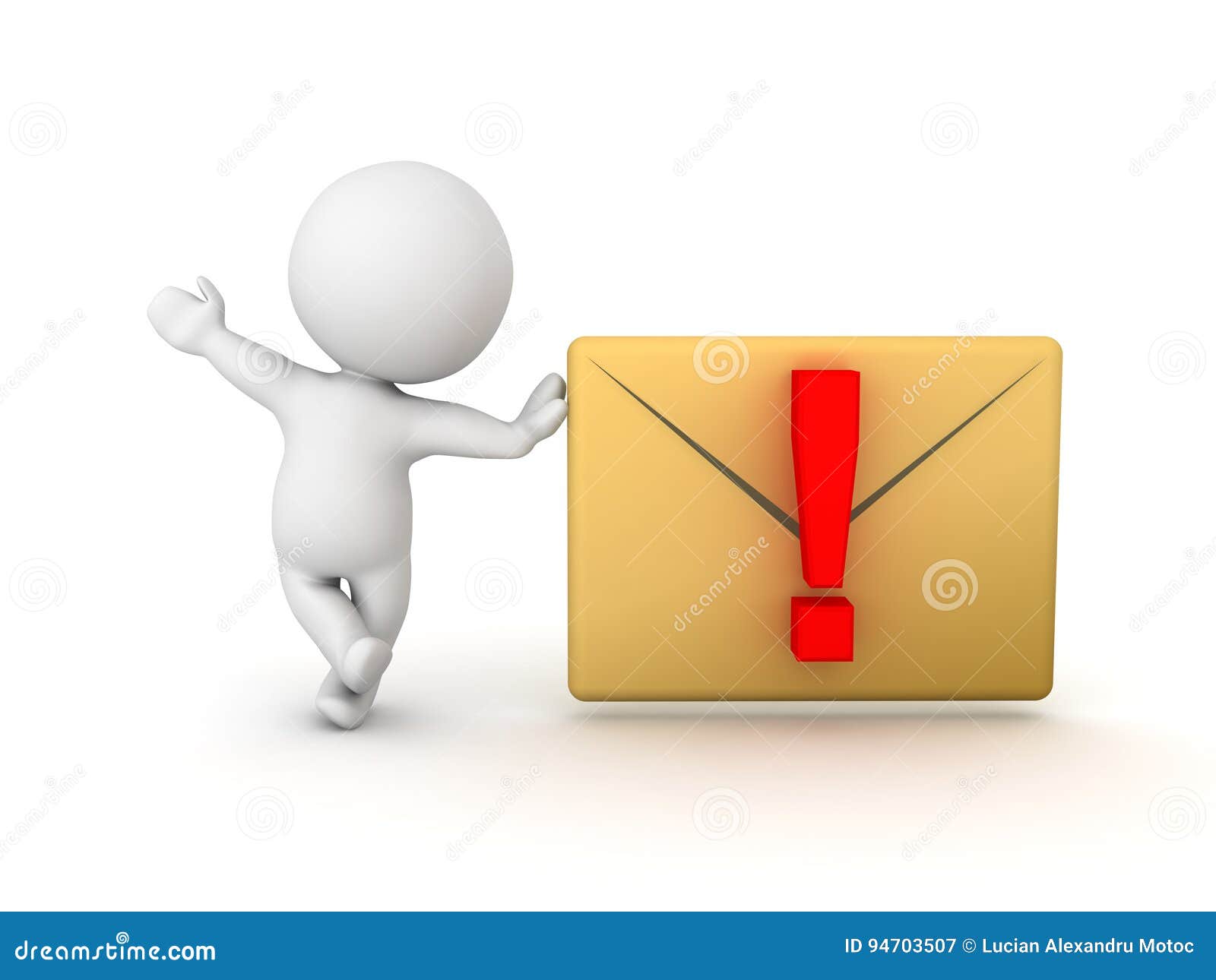3D Character Leaning on Email or Message Notification Stock ...