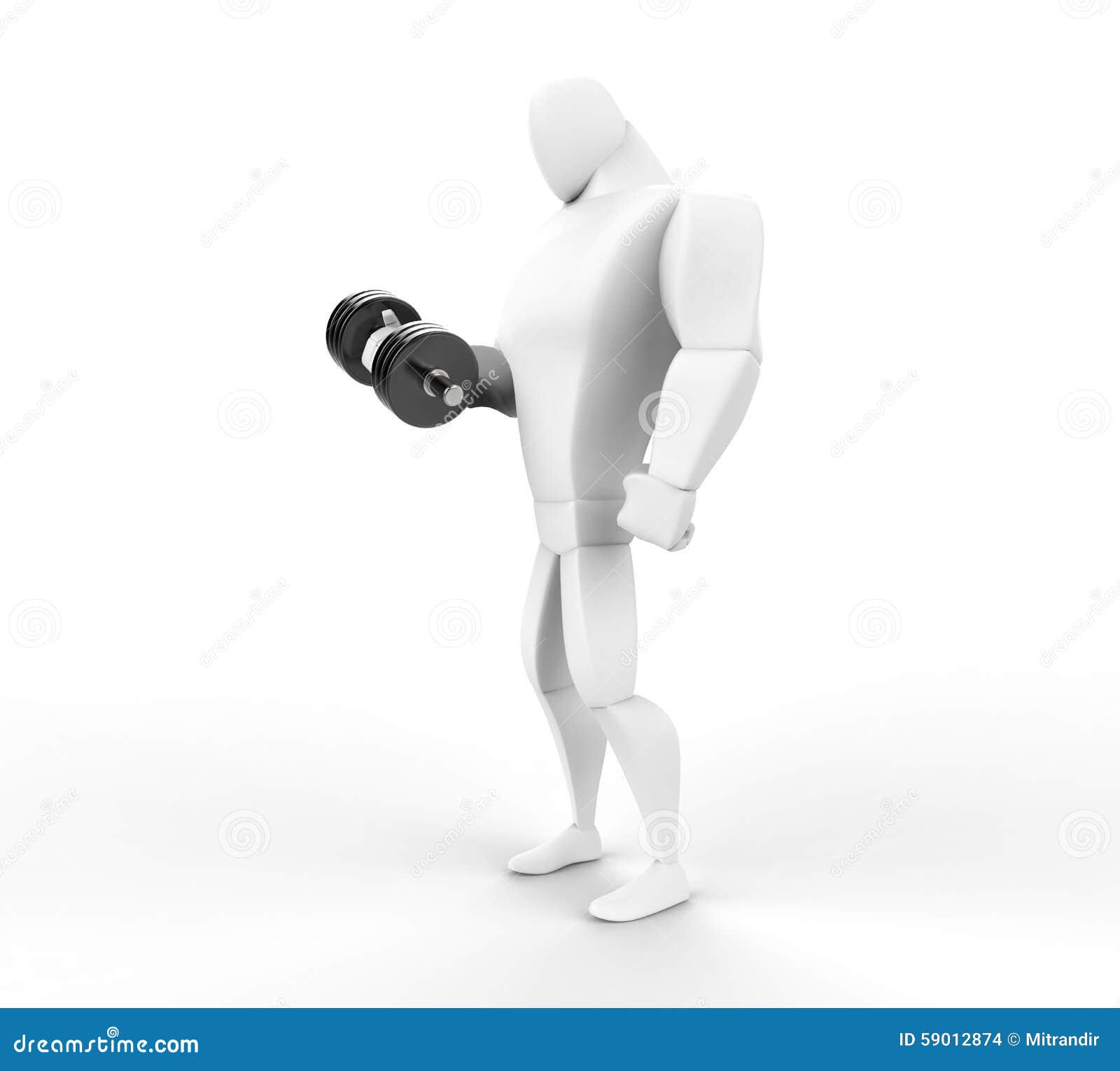 3D Character Lifting a Dumbell - Left Side View. Stock Illustration ...