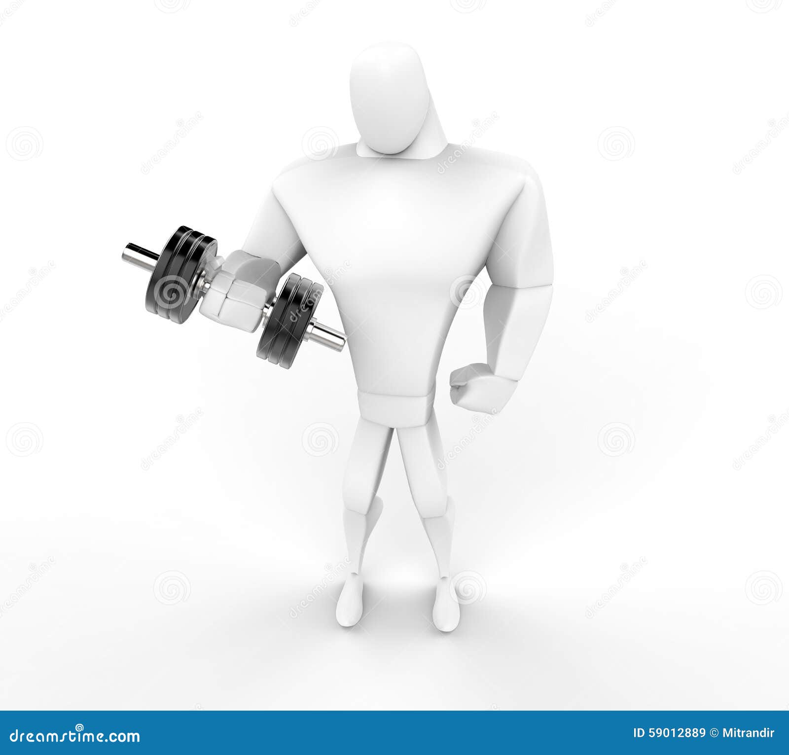 3D Character Lifting a Dumbell - Top View. Stock Illustration ...