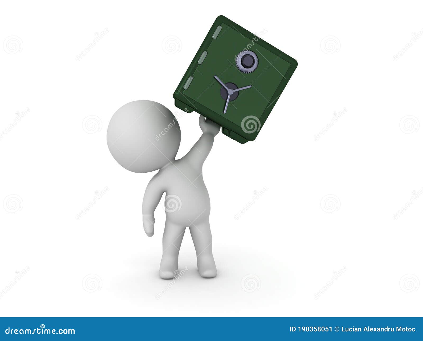 3D Character Lifting Up Safe Stock Illustration - Illustration of safe ...
