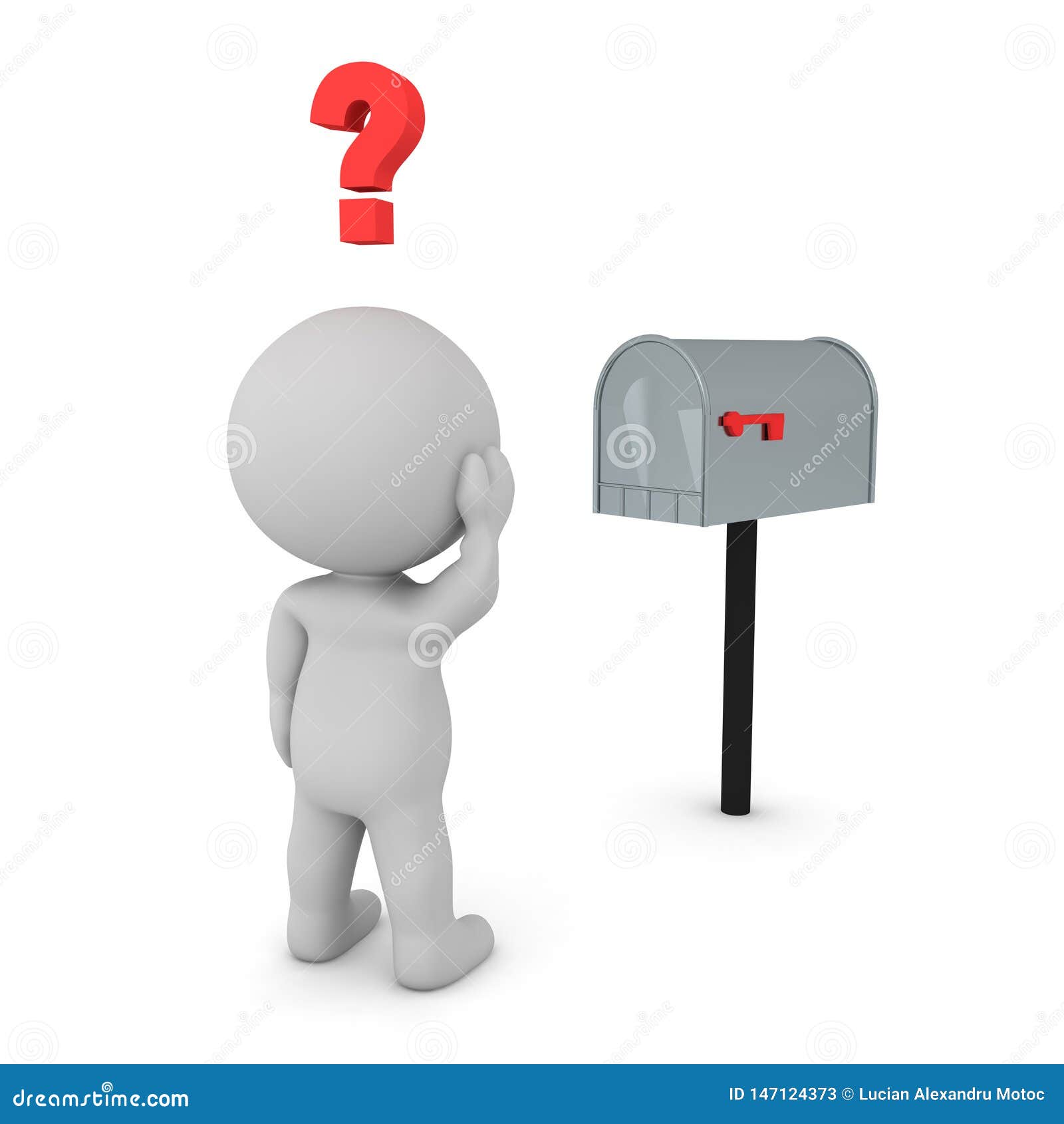 2155 3D Character Looking Confused at Mailbox Stock Illustration ...