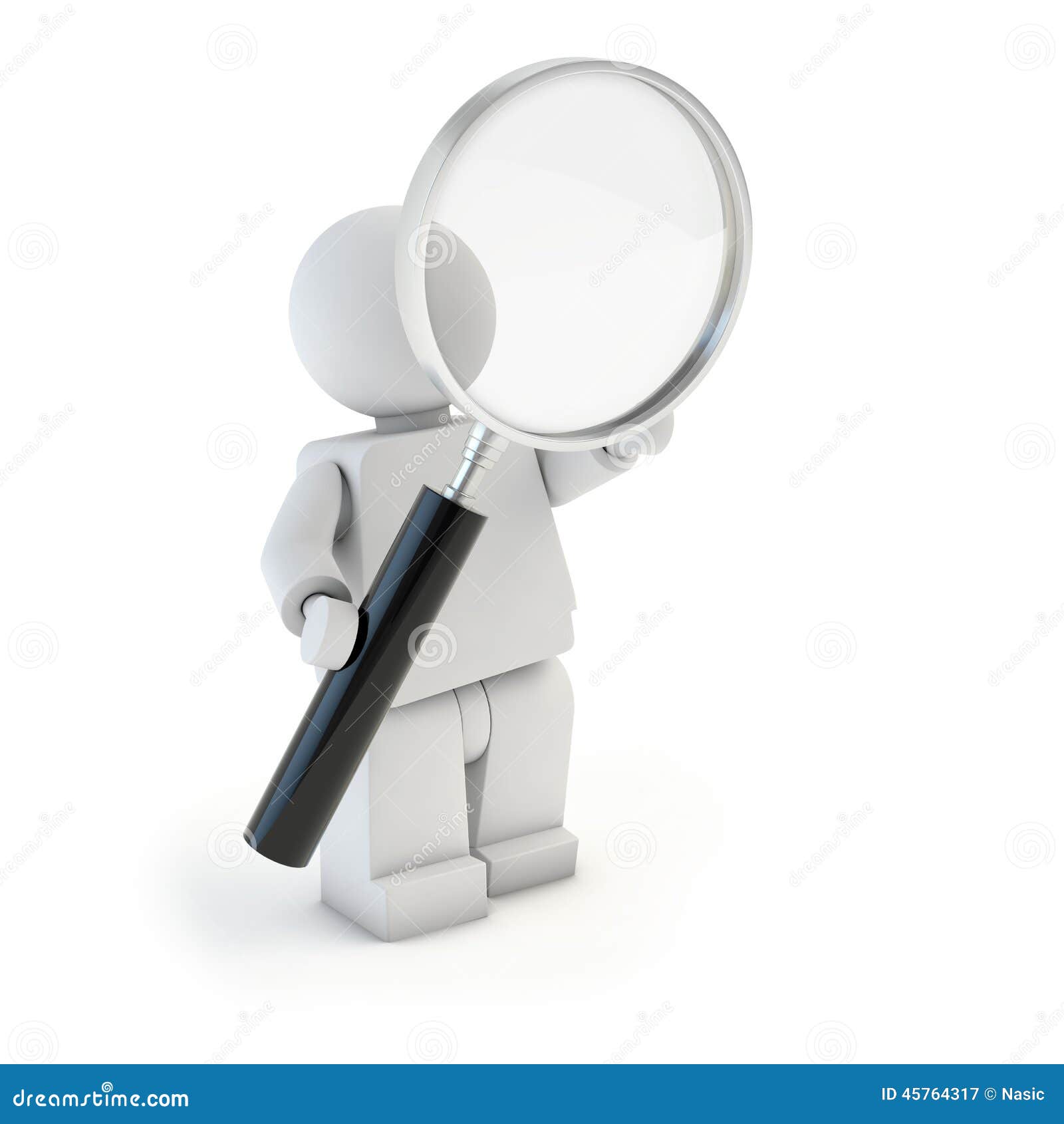 3d Character Looking through Magnifier Stock Illustration ...