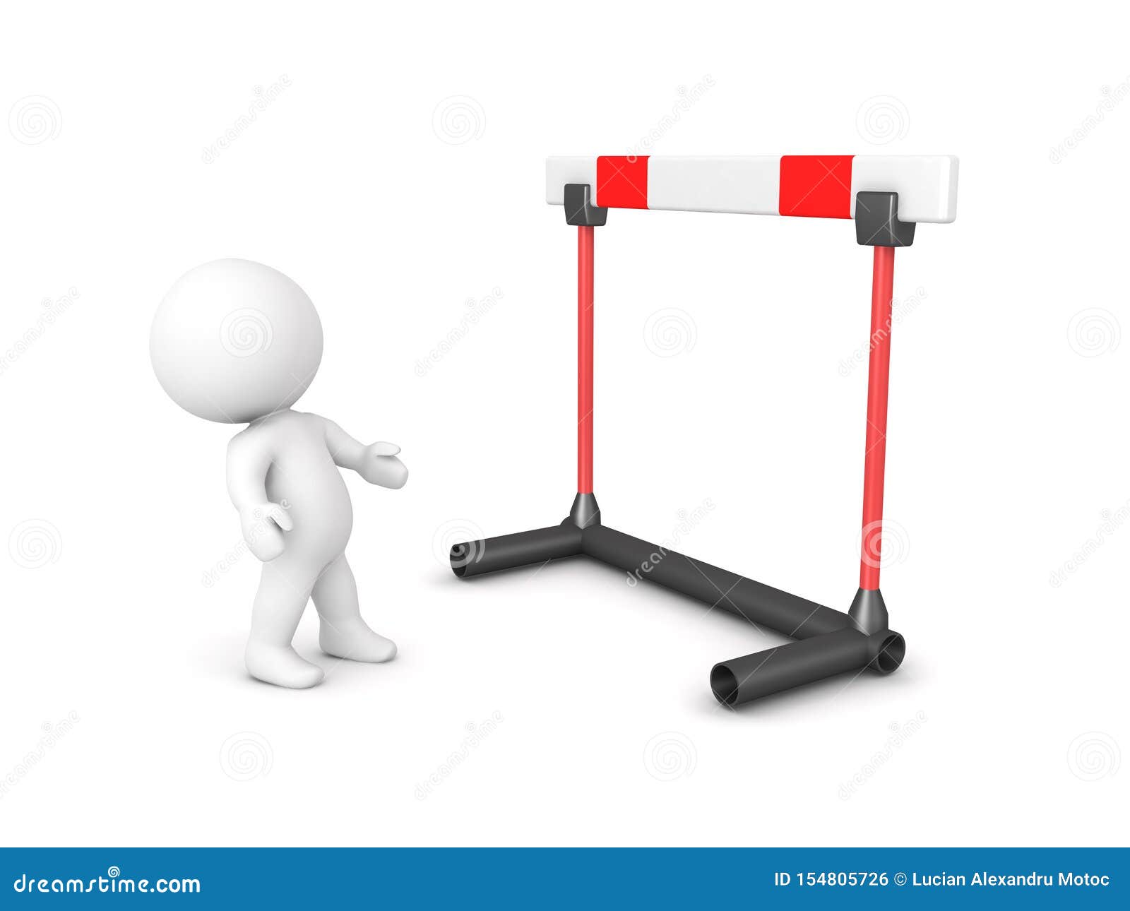 3D Character Looking Up at Big Hurdle Stock Illustration - Illustration ...
