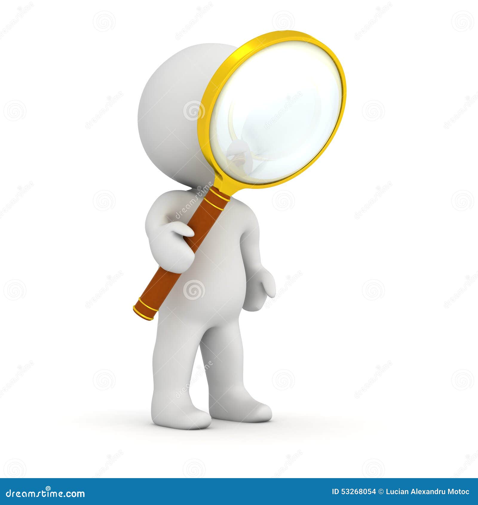 3D Character with Magnifying Glass Stock Illustration - Illustration of ...