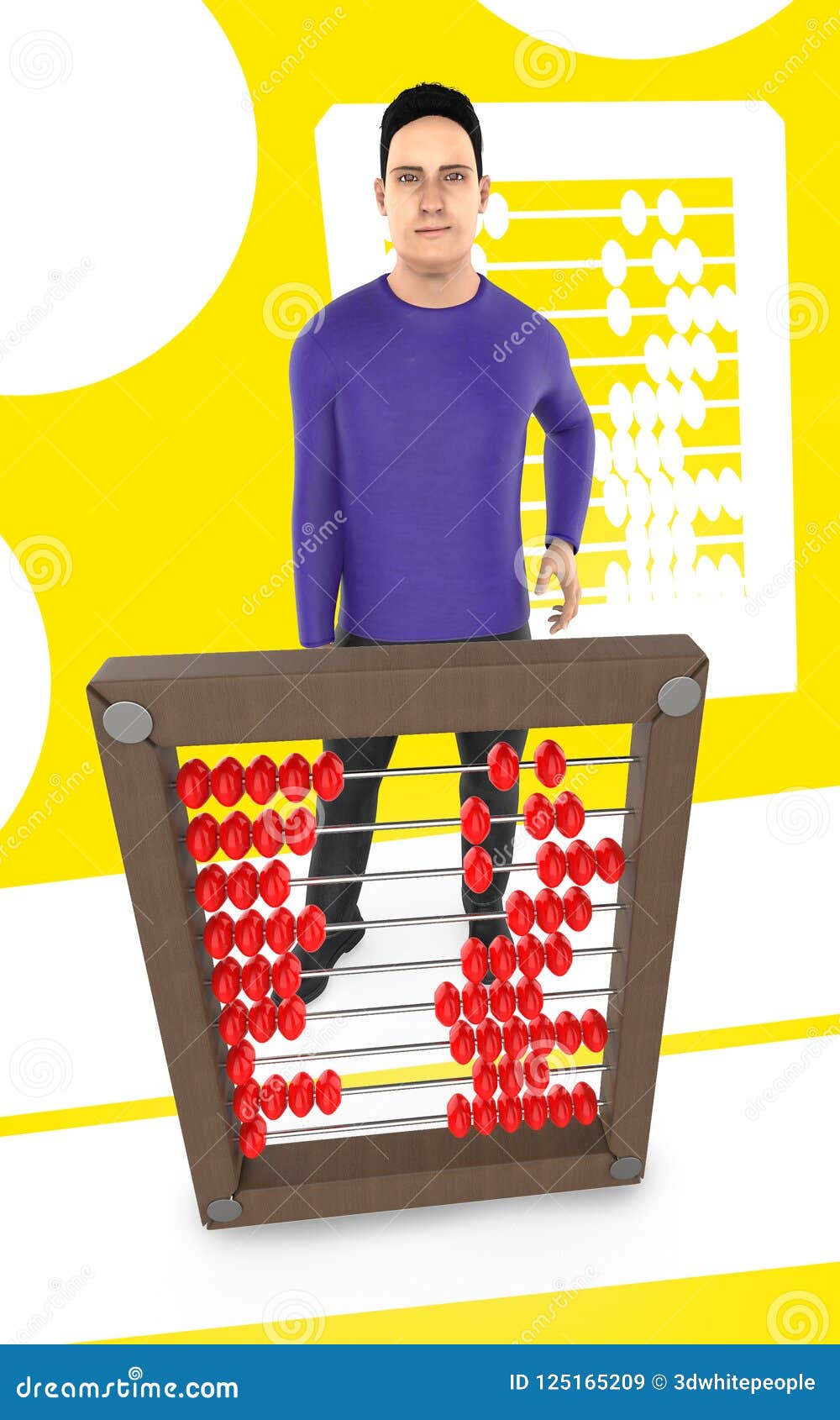 3d Character , Man and a Abacus - Yellow Background Stock Illustration ...