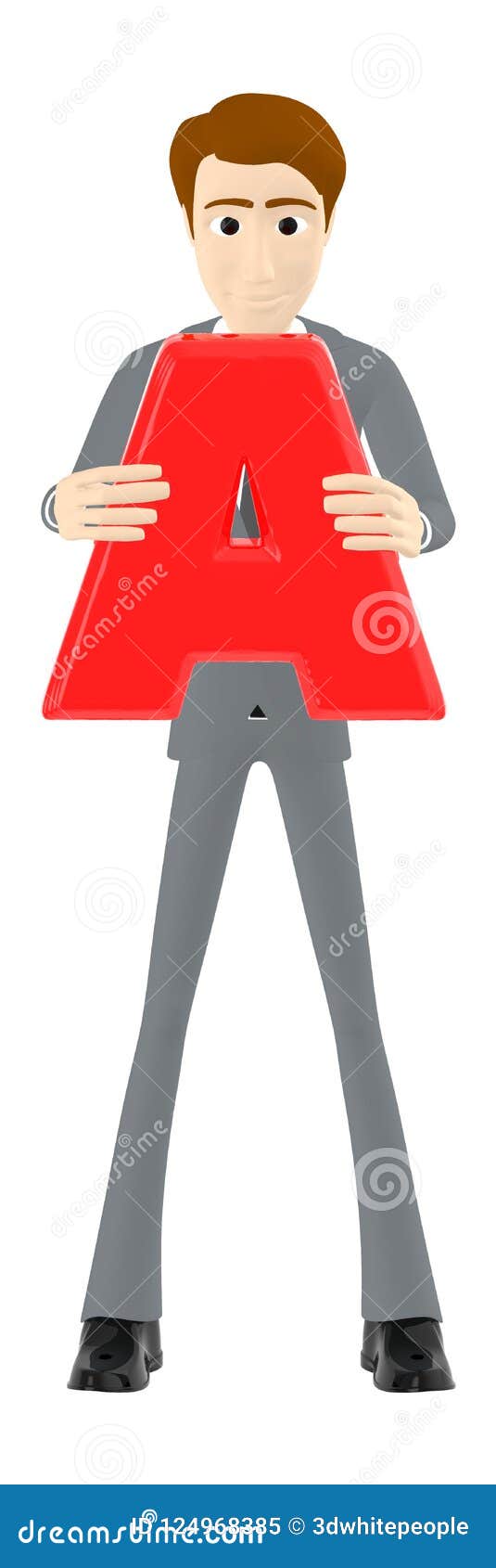 3d Character , Man and a Alphabet Stock Illustration - Illustration of ...