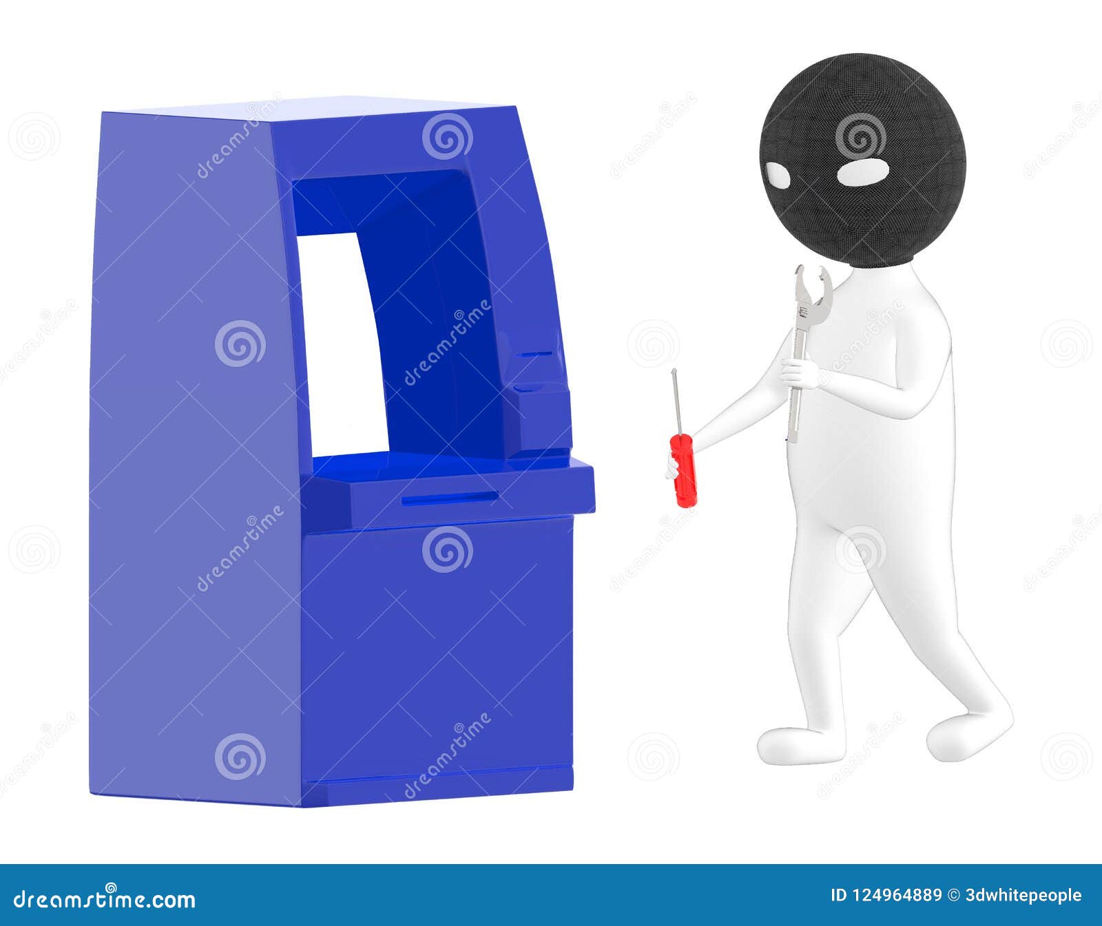 3d Character , Man Atm Robbery Stock Illustration - Illustration of ...