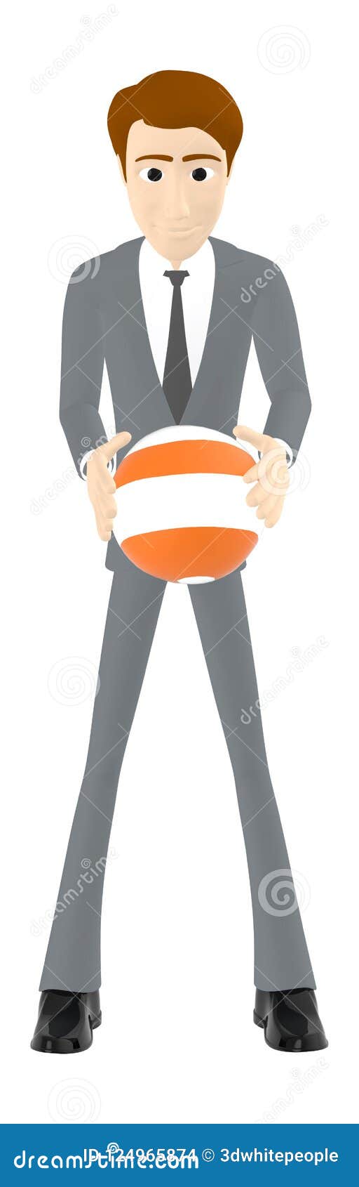 3d Character , Man with a Ball Stock Illustration - Illustration of ...