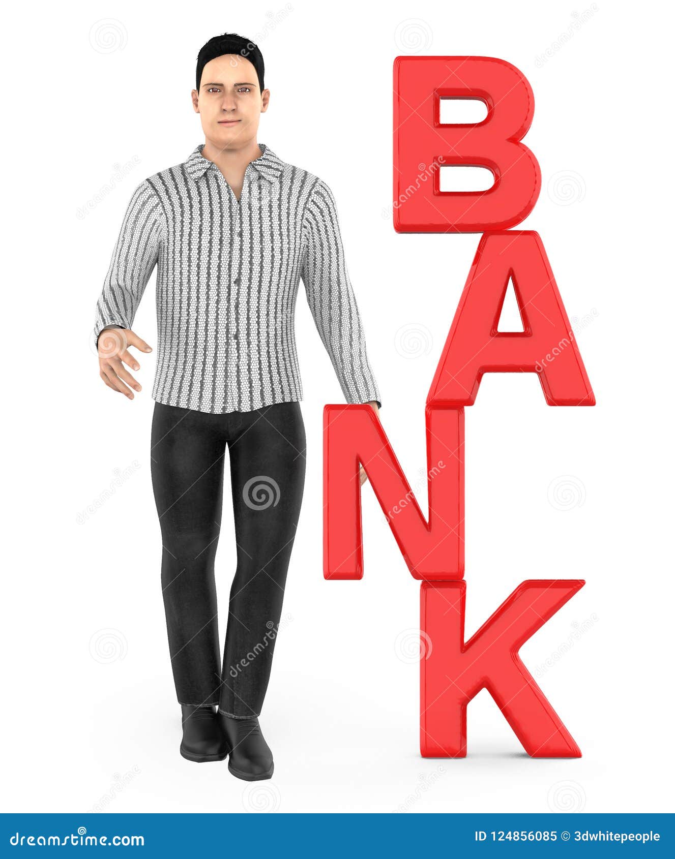 3d Character , Man , Bank Text Stock Illustration - Illustration of ...