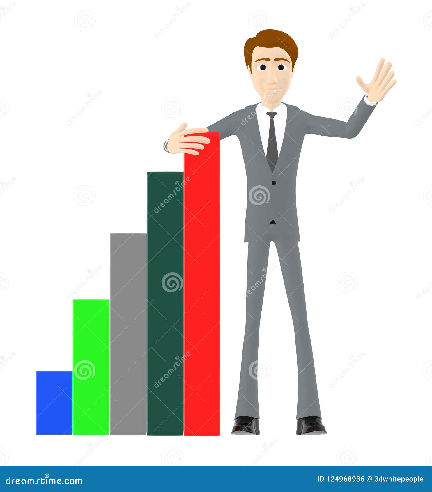 3d Character , Man and Bar Graph Stock Illustration - Illustration of ...
