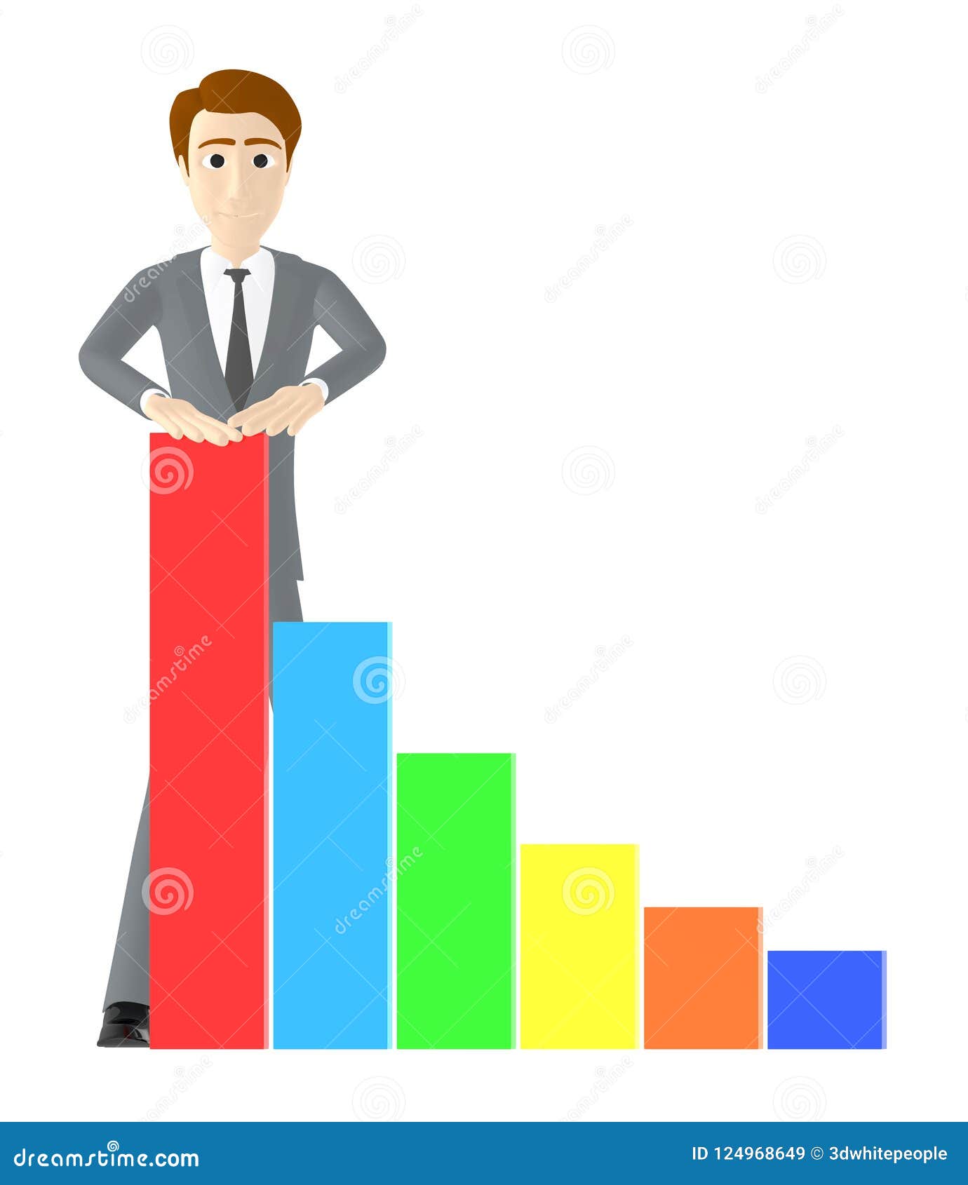 3d Character , Man and Bar Graph Stock Illustration - Illustration of ...