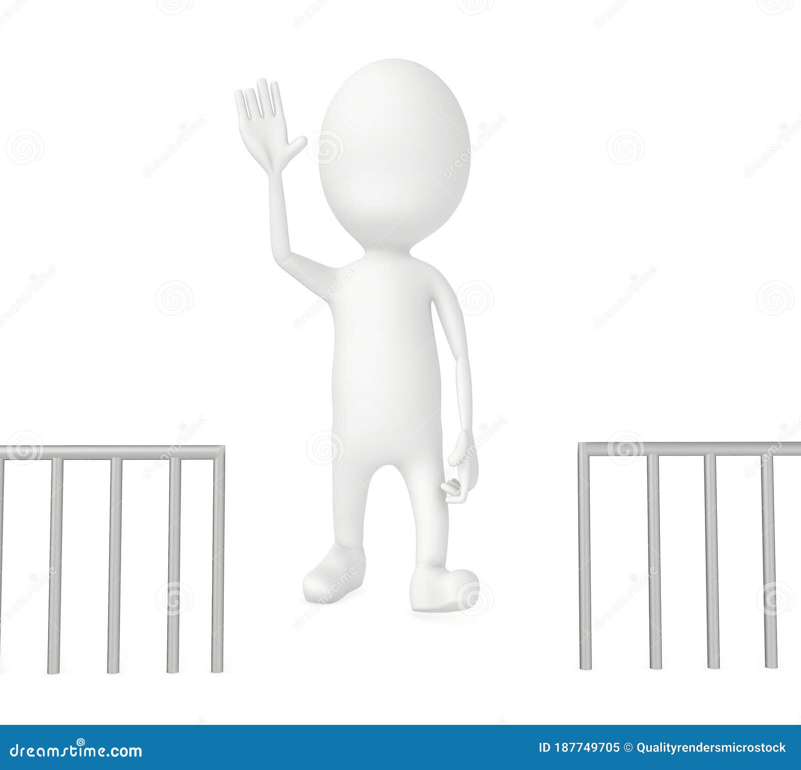 3d Character , Man , Barrier , Showing Stop Hand Gesture Stock ...