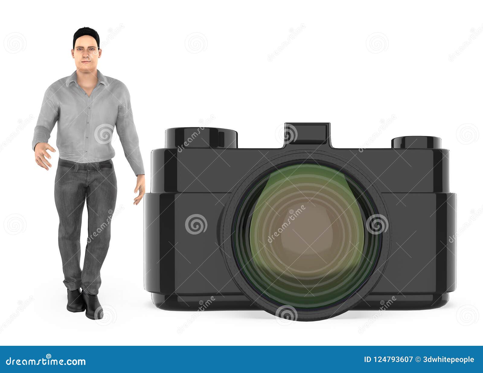 3d Character , Man and a Camera Stock Illustration - Illustration of ...