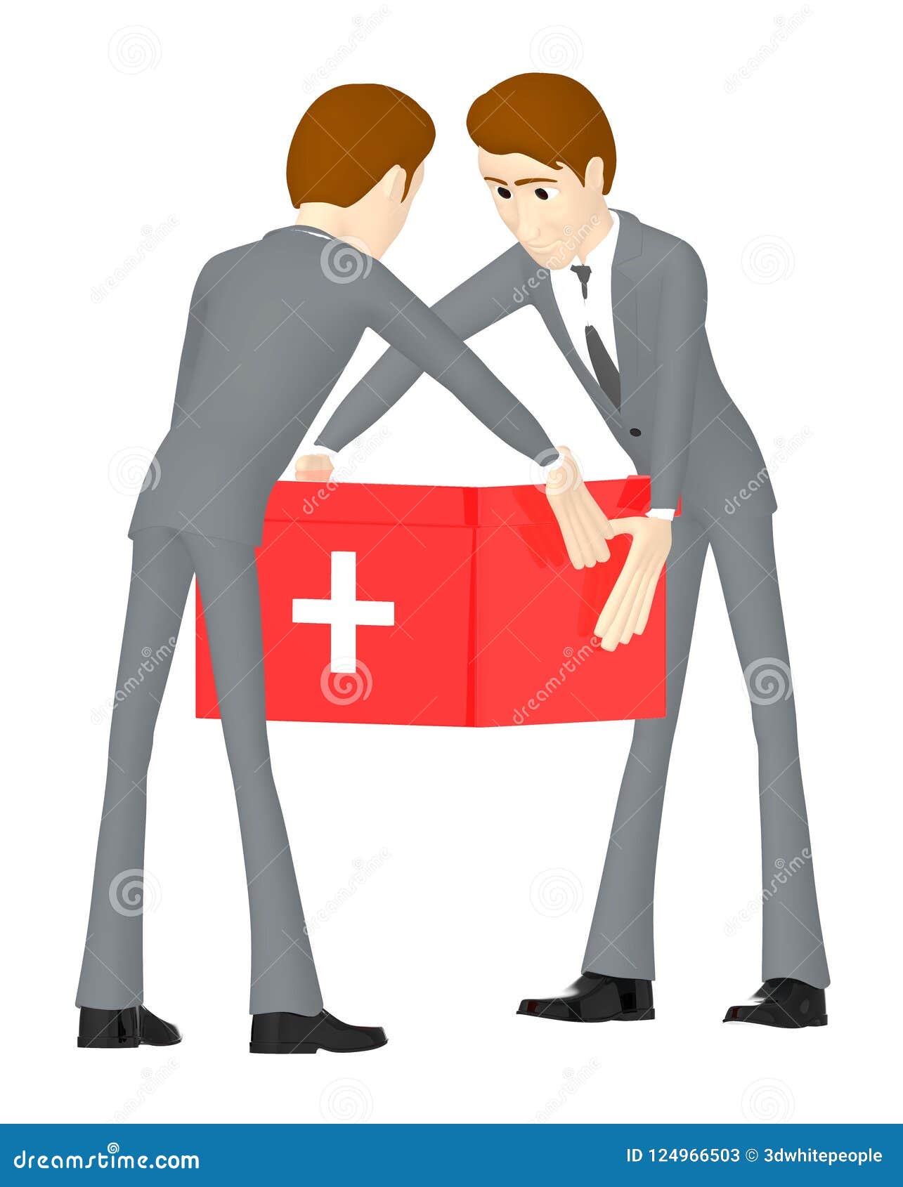 3d Character , Man Carrying a First Aid Box Stock Illustration ...