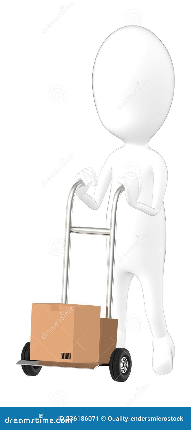3d Character , Man , Cart with Cardboard Stock Illustration ...