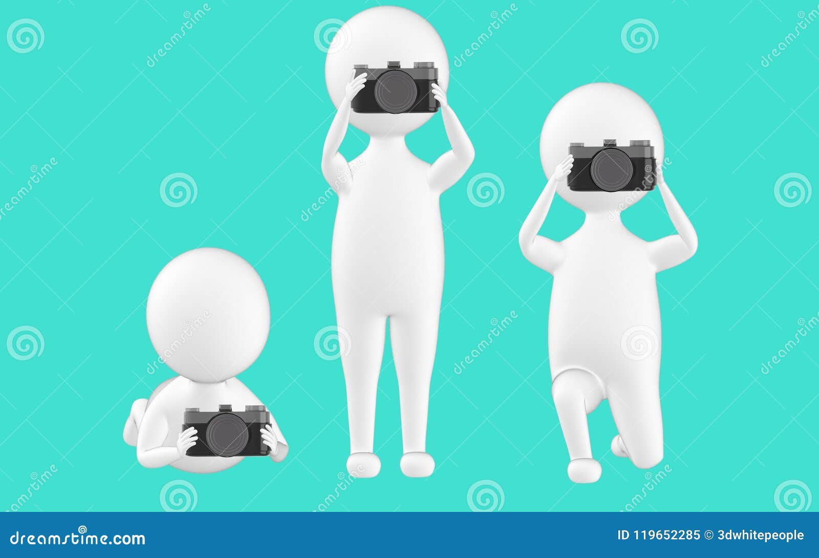 3d Character Man Character Holding Cameras Stock Illustration