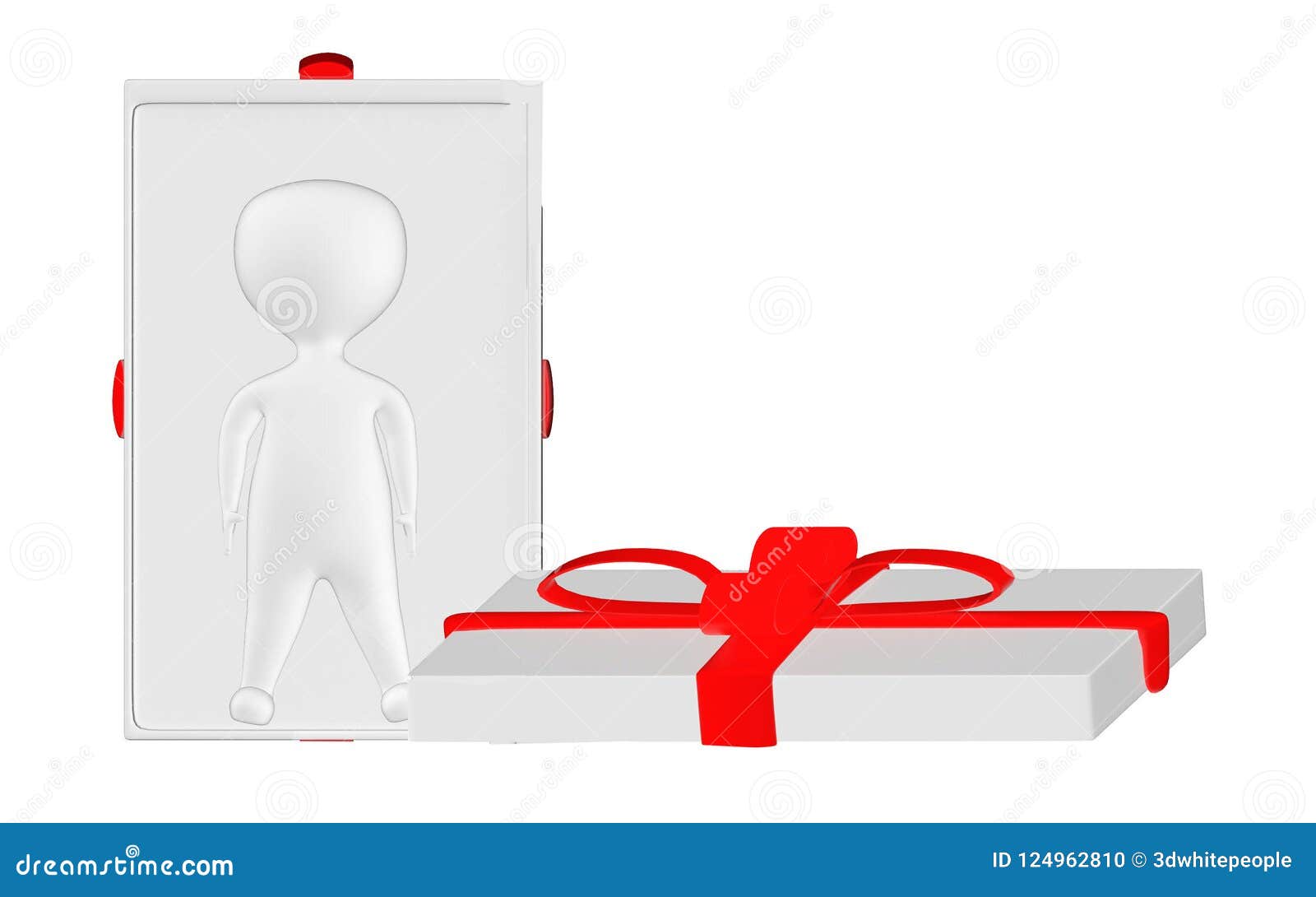 3d Character , Man Character Inside a Opened Gift Box Stock ...