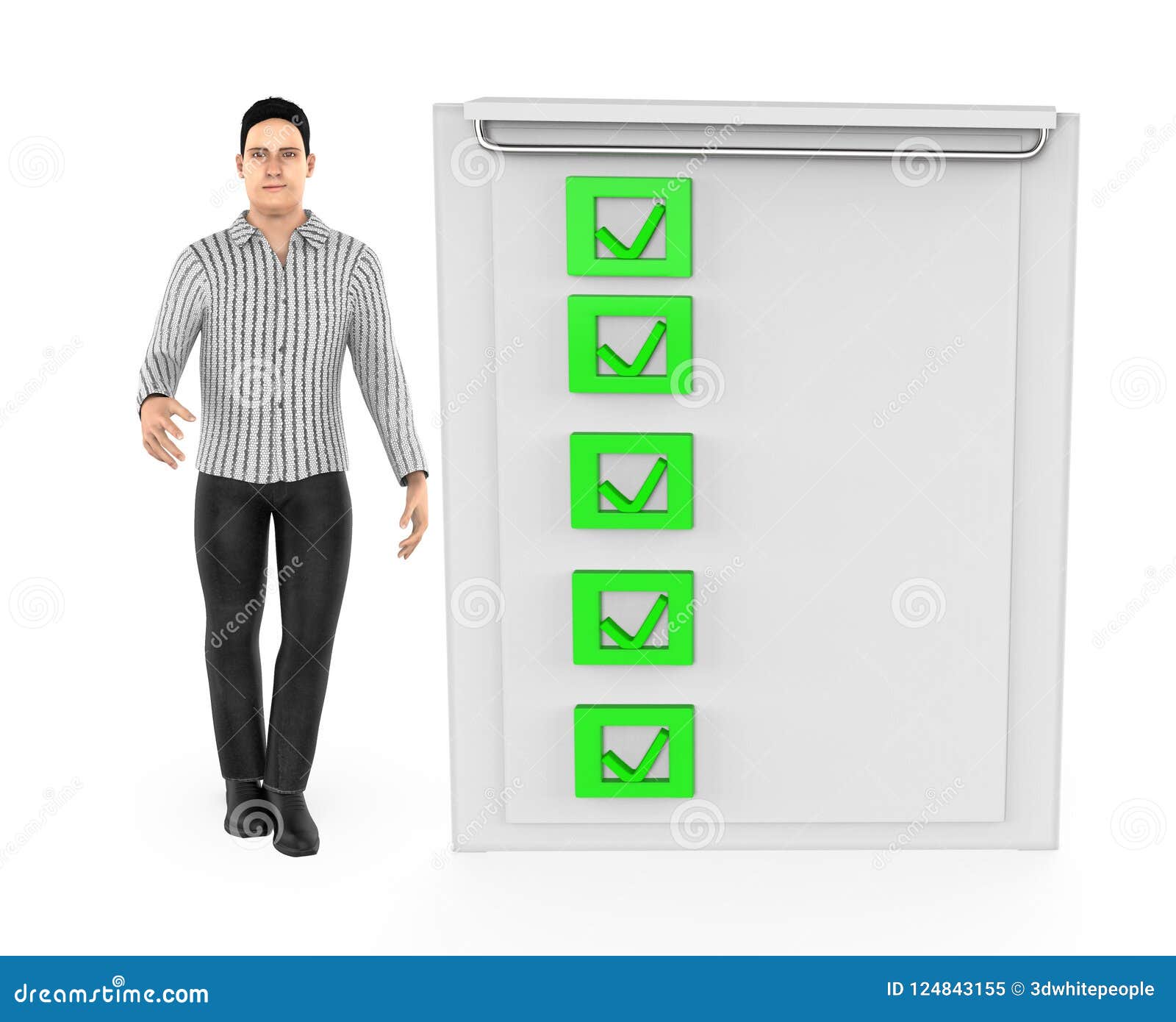 3d Character , Man Checkmark List , Tick Stock Illustration ...