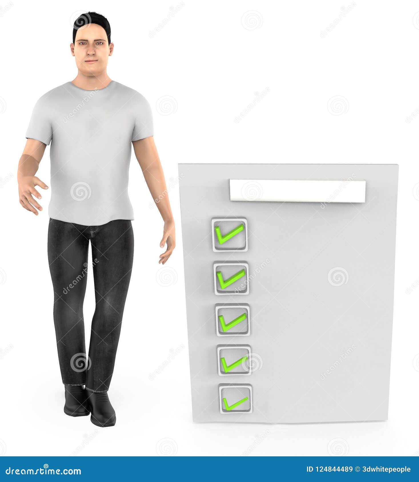 3d Character , Man Checkmark List , Tick Stock Illustration ...