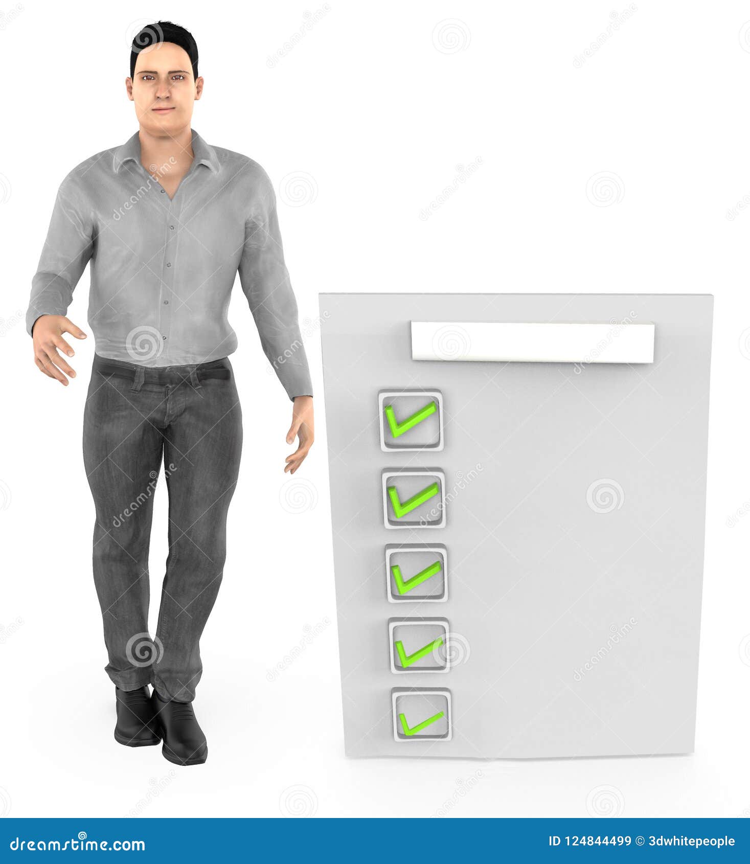 3d Character , Man Checkmark List , Tick Stock Illustration ...