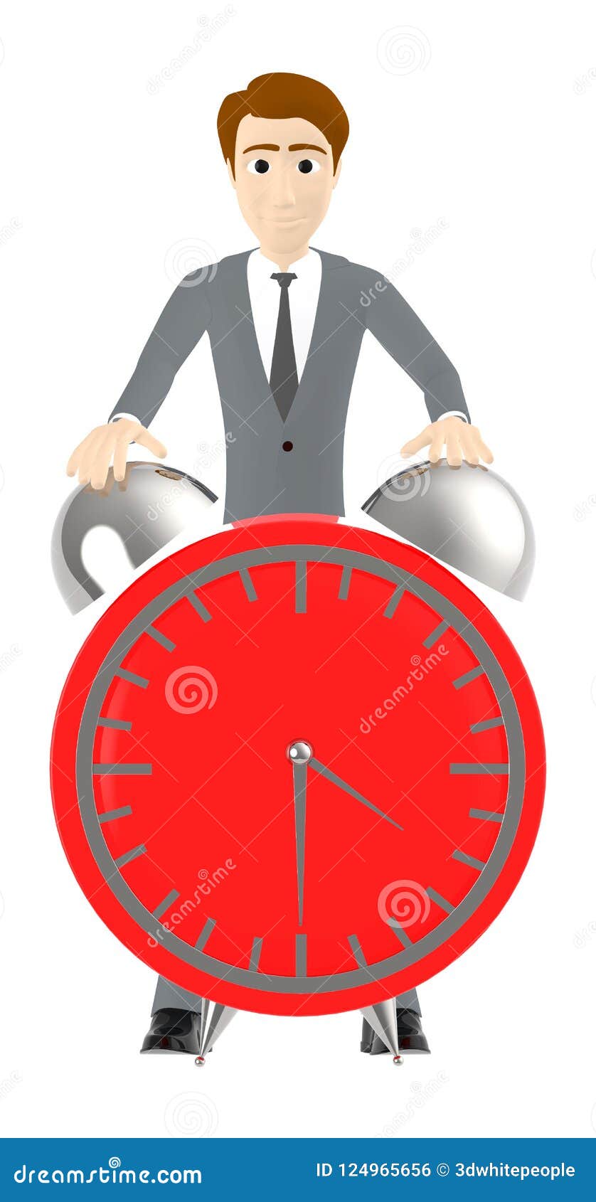3d Character , Man and a Clock Stock Illustration - Illustration of ...