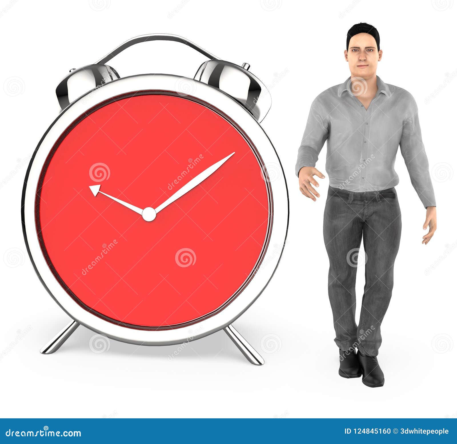 3d Character , Man and a Clock Stock Illustration - Illustration of ...