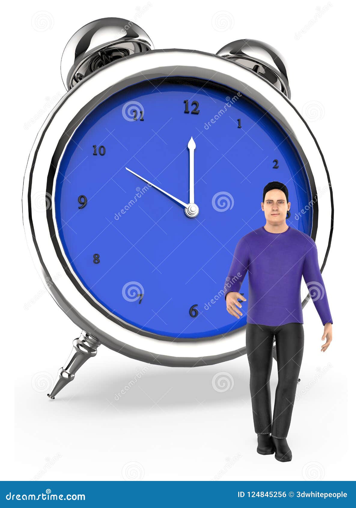 3d Character , Man and a Clock Stock Illustration - Illustration of ...