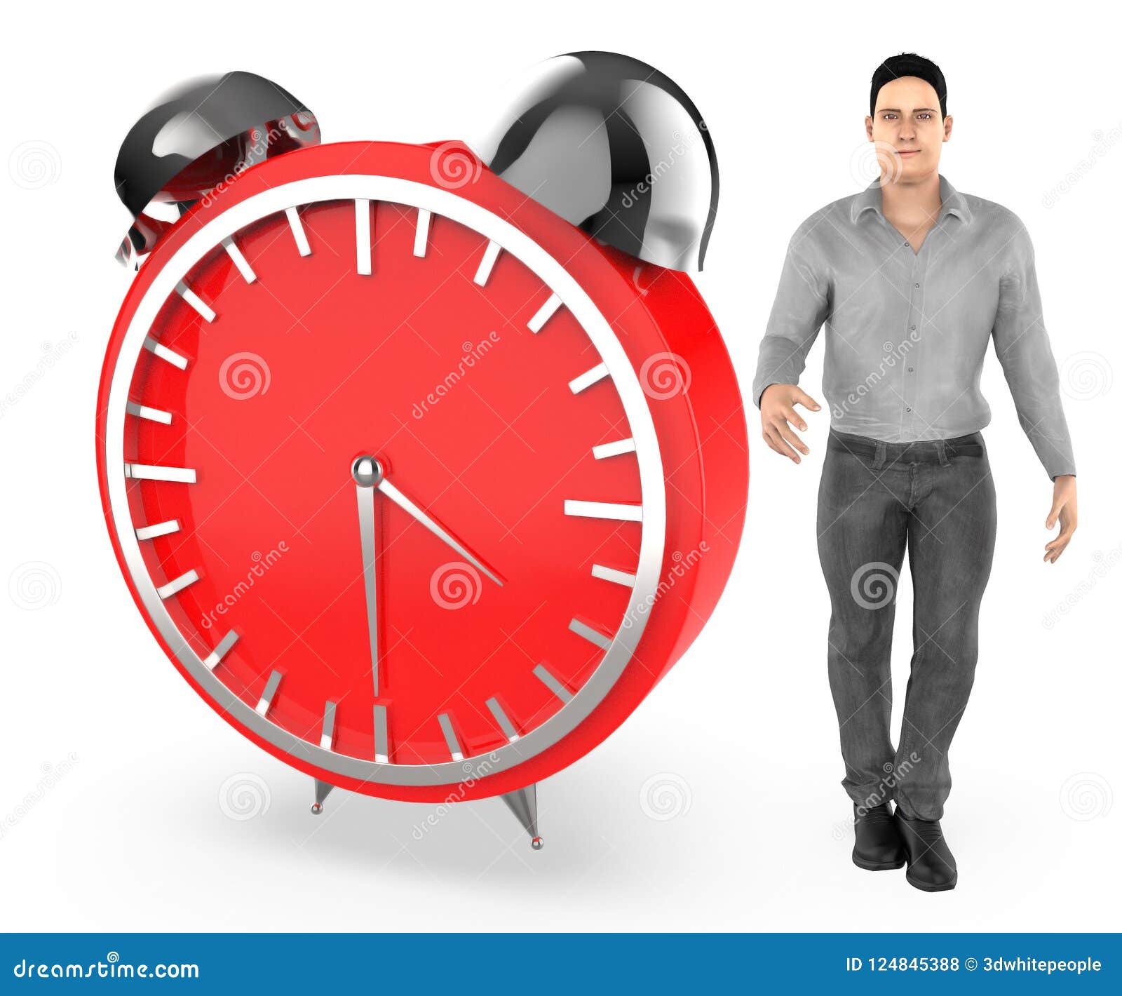 3d Character , Man and a Clock Stock Illustration - Illustration of ...