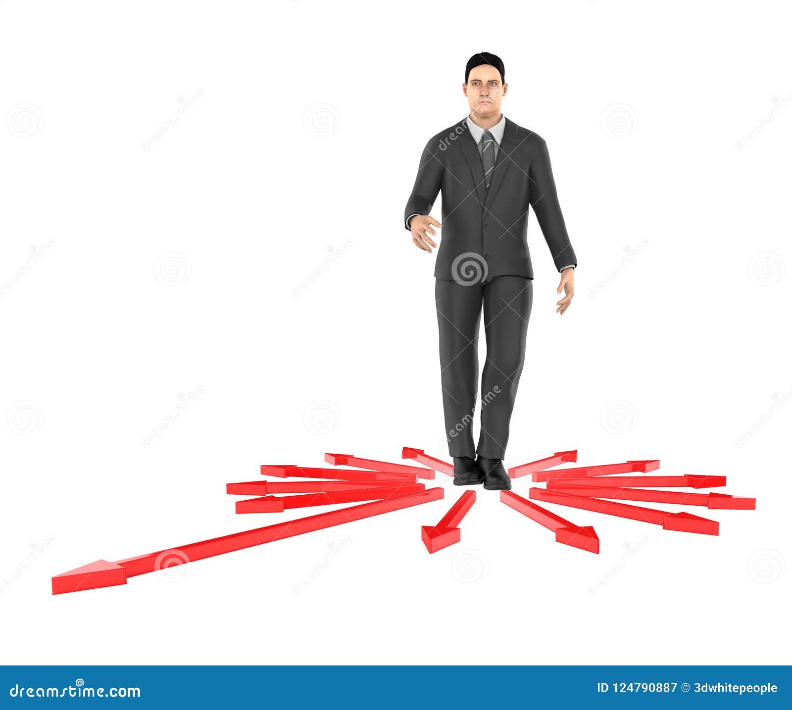 3d Character , Man Confused , Doubtfull while Standing in Centre of ...