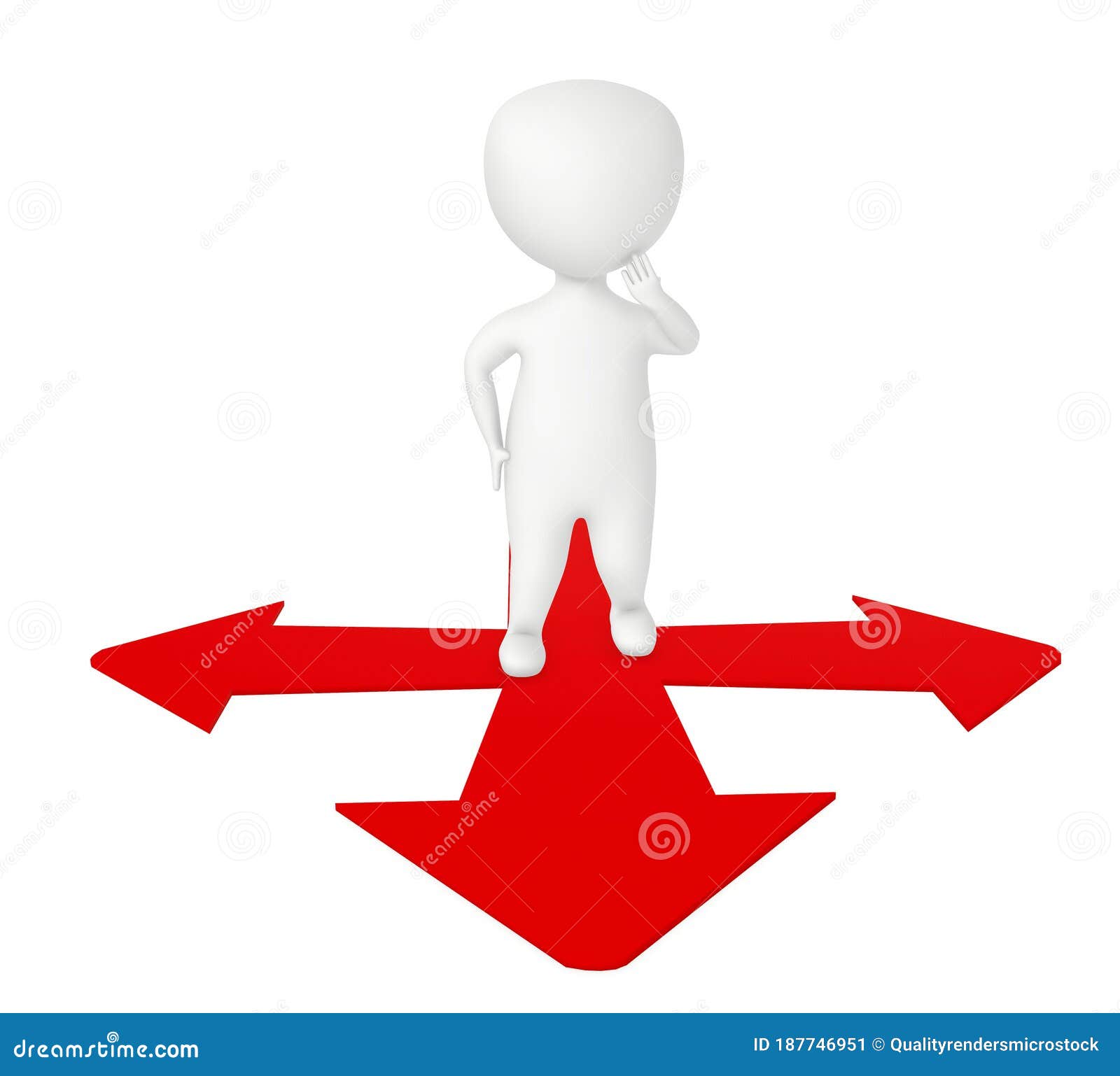 3d Character , Man Confused while Standing on Four Way Directional ...